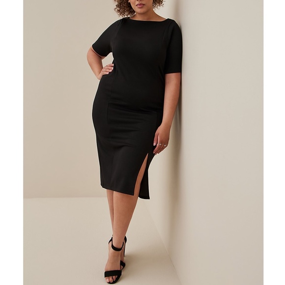 torrid | Dresses | Nwt Torrid 4 Black Midi Bodycon Dress Plus Size ...